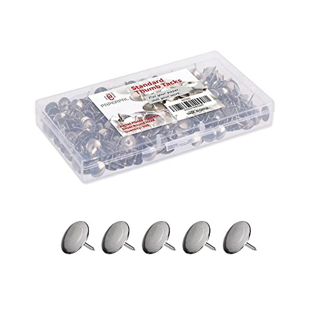 PAPERPAL 500 Standard Thumbtacks for Cork Board, Flat Thumb Tacks for Posters, Bulletin Board Tacks, Metal Pushpins for Office School & Personal Use