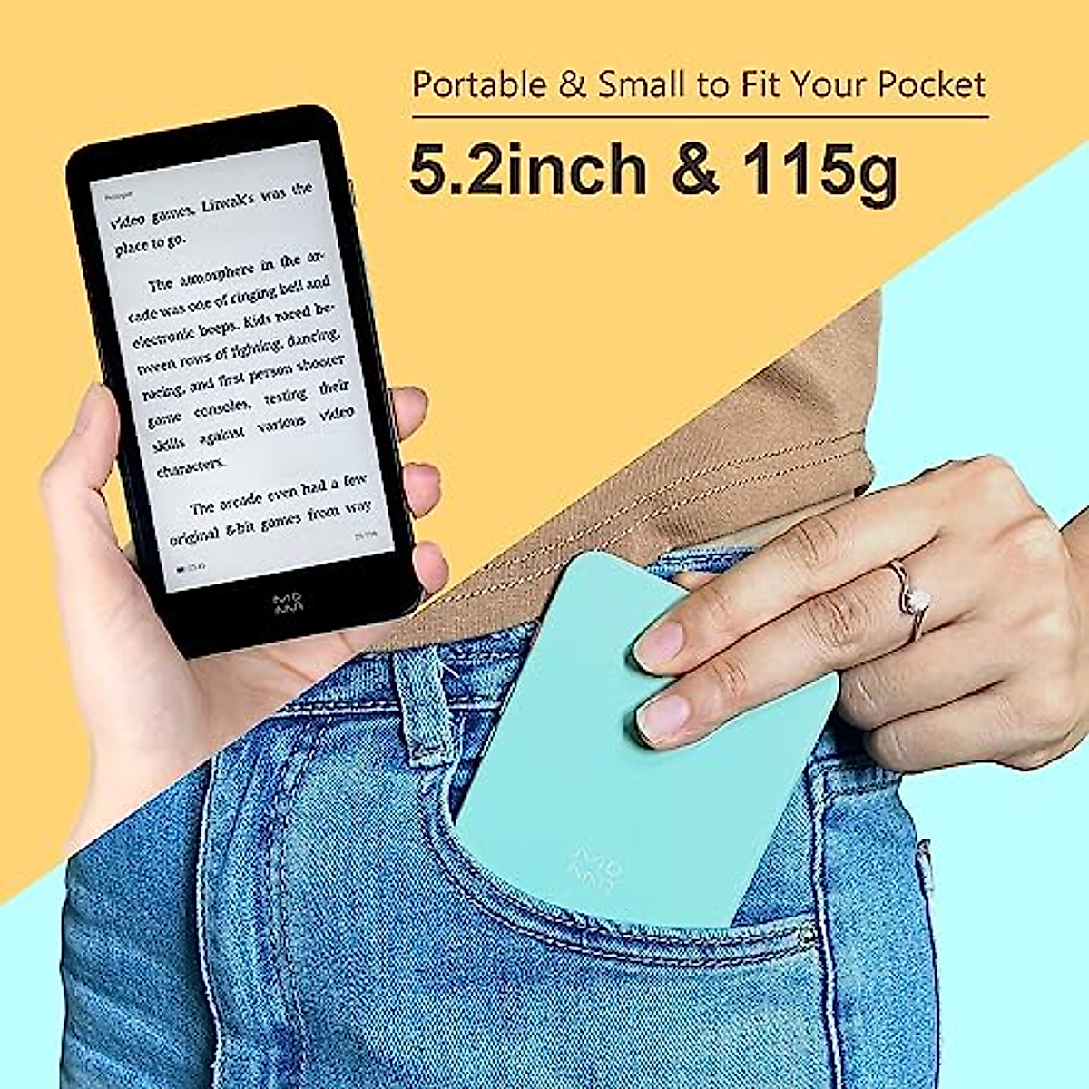 Moaan inkPalm 5 E-Reader (32G) - Mini Ebook Reader with 5.2” E-Ink Screen and Wi-Fi, Adjustable Brightness for Adults, Kids & Seniors (Green)