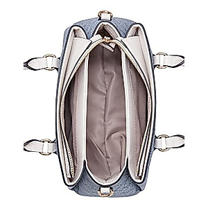 NINE WEST Zenith Small Triple Compartment Satchel Crossbody, Chambray Logo/Milk