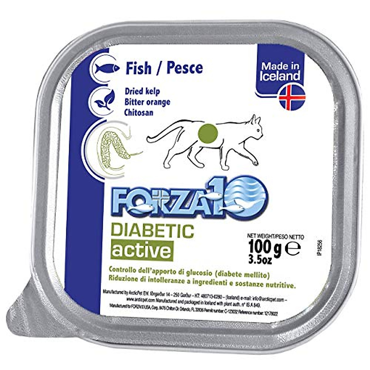Forza10 Wet Diabetic Cat Food for Diabetic Support and Control, Fish Flavor Canned Cat Food Wet, for Adult Cats with Diabetes, 3.5 Ounce Cans, 32 Pack Case