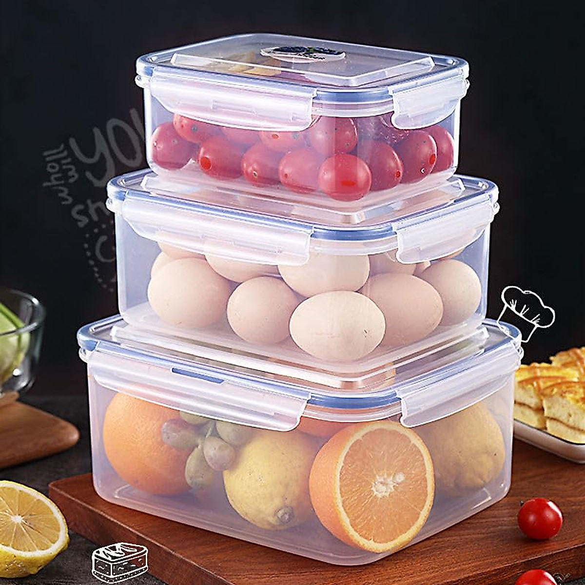iKumar 10 Pcs (5 Containers & 5 Lids) Premium Multifunctional Large Refrigerator Fresh Food Storage Containers Set - Leakproof, BPA-Free Plastic Sealed Plastic Fresh Keeping Box with Lids