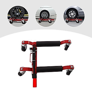 Generic Wheel Dolly, Wheel Dolly Car Skate, Hydraulic Wheel Dolly Tire Jack with Ratcheting Foot Pedal, Heavy Duty Vehicle Positioning Jack for Car Truck RV Trailer (1500 lbs, 1Pcs), Red, Black