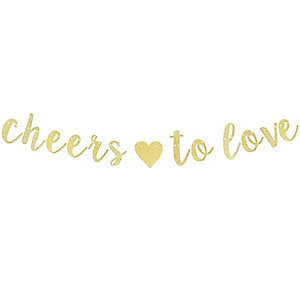LINGTEER Cheers to Love Gold Glitter Bunting Banner Perfect for Wedding Engagement Anniversary Bridal Shower Party Gift Decorations Backdrop Sign.