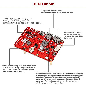 MakerFocus Raspberry Pi 4 Battery Pack UPS, RPI Pack Standard 4000mAh Raspberry Pi Battery USB Pack Raspberry Pi Latest Version V3Plus Expansion Board Power Supply Type-C for RPI 5 4B 3B+ 3B 2B+