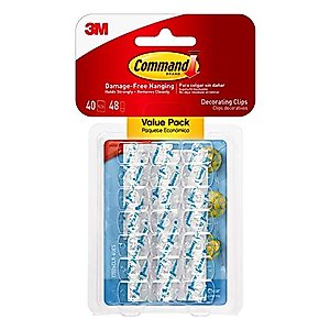 Command 17026CLR-VP, Clear, 40, 4-Pack, Decorage Damage-Free Decorative Replacement Strip, Mini, 1/2 Lb, Rubber Resin Adhesive, Paper Liner, 160 Clips, Count