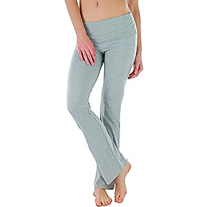 ToBeInStyle Women's Flared Bottom Full Length Leggings - Light Heather Grey - Large