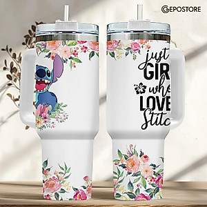 GEPOSTORE Blue Alien 40 Oz Tumbler With Lid Stainless Steel, Cute Cartoon Movie Character Tumbler, Birthday Gifts for Movie Lovers