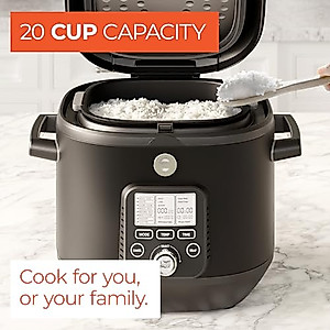 MAGNIFIQUE Grain Cooker, Everyday Compact 20-Cup Rice Cooker, Slow Cooker, Sous Vide, 14 X 14 X 12-Black