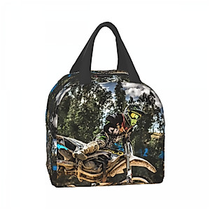 Giwawa Motocross Insulated Lunch Bag for Men Dirt-Bike Motorcycle Race Lunch Tote Bento Bag Sport Motorcyclist Food Container for Women Kids Boys Girls School Work