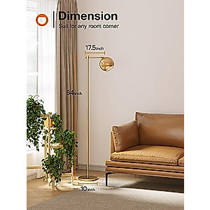 addlon Globe Gold Floor Lamp, 63 Inches Remote Control Mid Century Modern Floor Lamp with Metal Dome Shade,Antique Standing Lamp Adjustable for Living Room Reading Bedroom Home Office