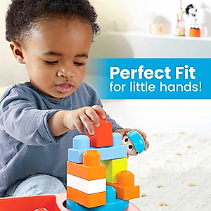 Mega BLOKS First Builders Toddler Building Toy Set, Block Spinning Wagon with 20 Pieces and Storage, 1 Figure, Ages 1+ Years