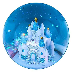 Snow Globe Castle Crystal Ball Automatic Snowfall Musical Rotating Crystal Ball with 7 Color Changing Lights Music Box Castle for Girls Boys Xmas Santa