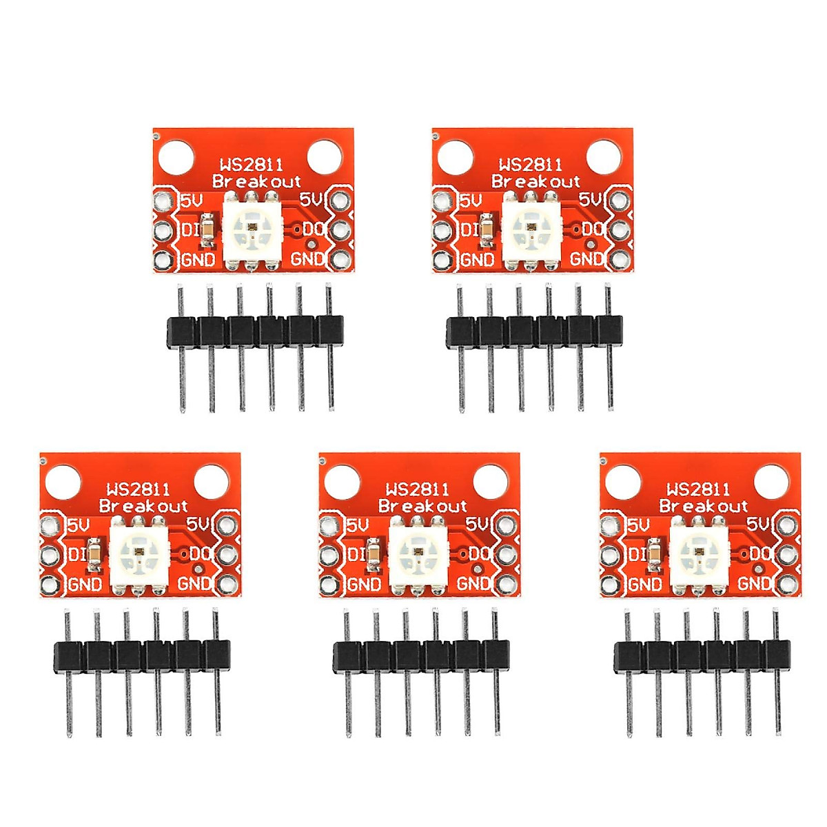 Pinsofy Sturdy 5Pcs Led Module, Convenient Ws2812 Board, for 5050 Led DIY USB Power Supply/Breadboard Design