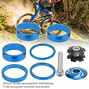 Keenso Bike Handlebar Stem Spacers, 6Pcs Bike Headset Spacer Aluminium Alloy Handlebar Stem Spacers for Mountain Bike(Blue) & Parts
