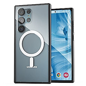 Encased Clear Case Designed for Samsung Galaxy S23 Ultra Magnetic Case with Removeable Phone Holder Grip/Kickstand - Compatible with MagSafe Charging & Accessories