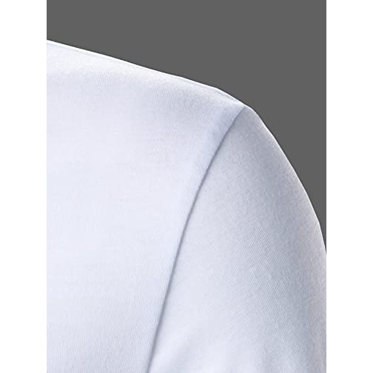SheIn Men's Contrast Collar Short Sleeve Golf Polo Shirt Button Up Regular Fit T Shirts V Cut White XXL