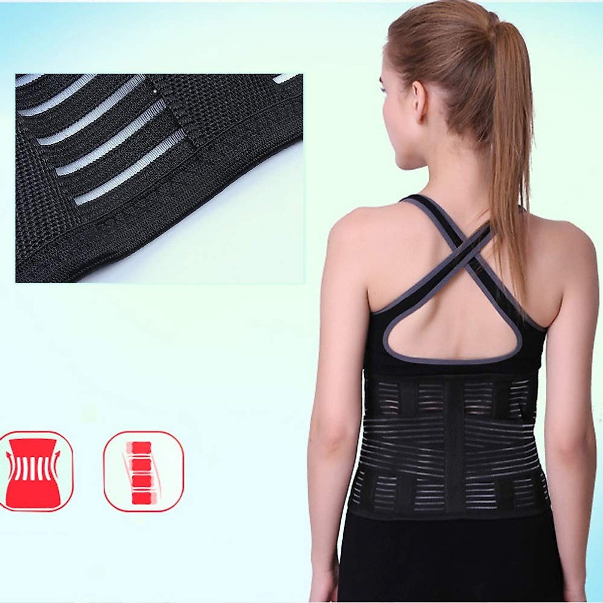 LSRRYD Double Adjustment Lumbar Support Belt Back Support Belt for Pain Relief and Injury Prevention Sciatica (Size : Small)