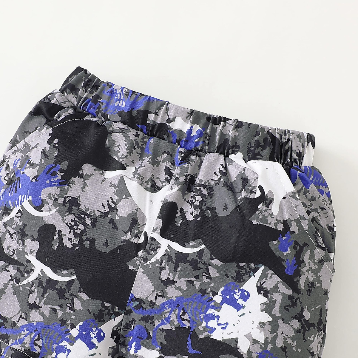 SEVEN YOUNG Toddler Baby Boy Summer Clothes Daddy's Cool Buddy Short Sleeve T-shirt Dinosaur Camouflage Shorts Boys 2pcs Outfit (Grey, 18-24 Months)