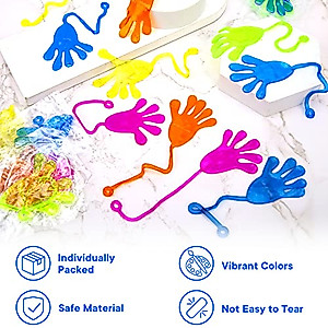 Shindel 48PCS Sticky Hands Party Favors for Kids, Slappy Sticky Hands Stretchy Toys Set for Kids Classroom Prizes, Birthday Party Supplies Carnival Goodie Bag Stuffers