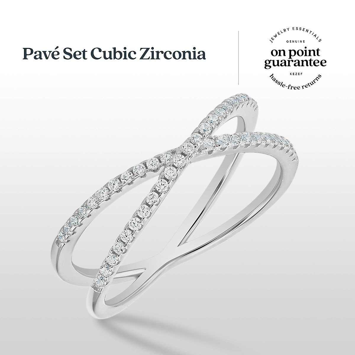 KEZEF 14K Gold Plated Criss Cross Ring Cubic Zirconia Infinity X Ring for Women