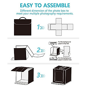 8 Pcs Backgrounds Photo Light Box, SAMTIAN Portable 16x16x16 Inches Photography Studio Light Box Shooting Tent Tabletop Photography Lighting Kit with Brightness Dimmer for Photography
