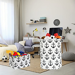 CLOCOR Rectangular Storage Basket,Collapsible Cute Pattern Storage Bin,Waterproof Coating Storage Box with Handles ,Gift Baskets,Toy Organizer,Shelf Basket (Anchor)