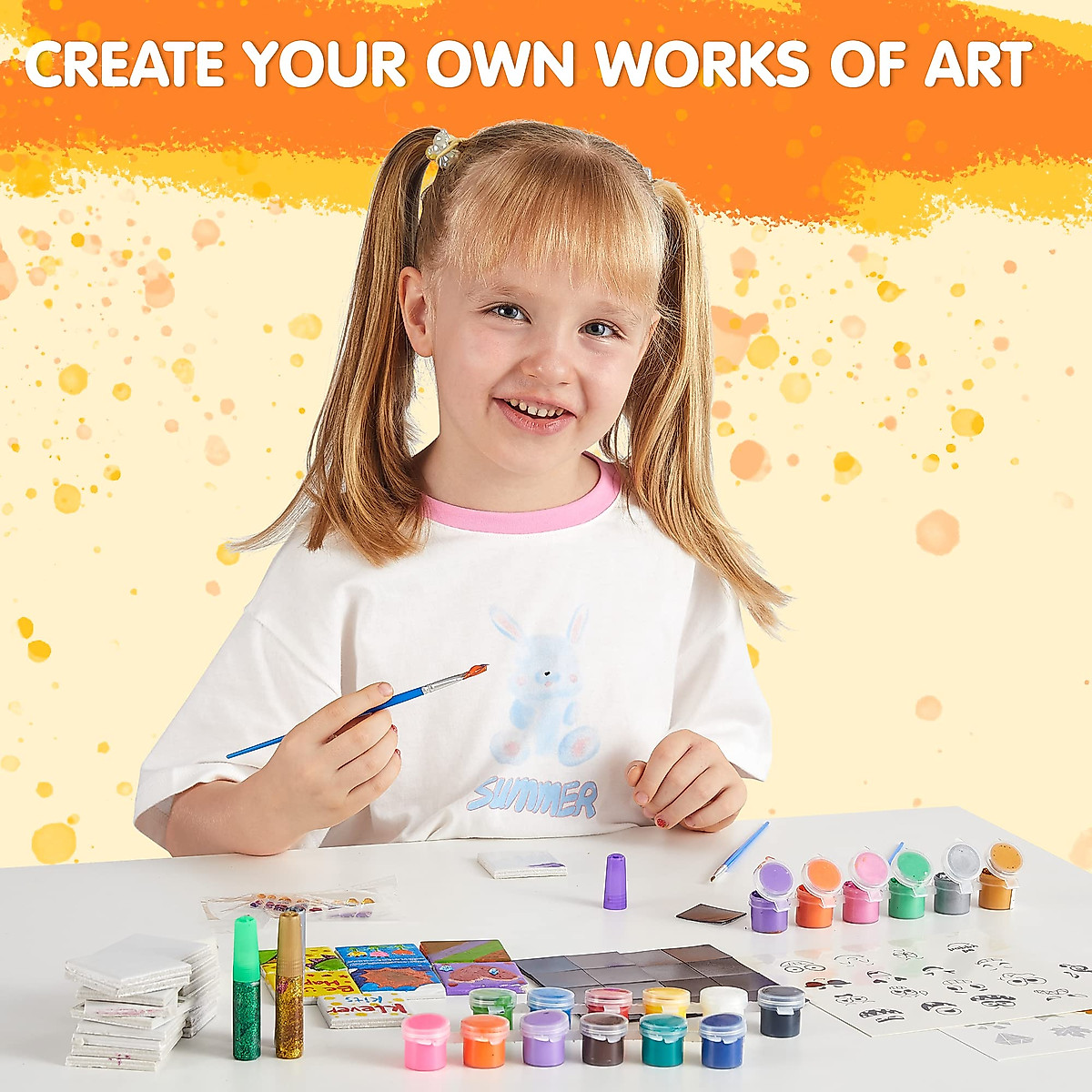 JOYIN 24 Magnetic Mini Tiles Art Kit, Creativity DIY Paint, Arts and Crafts for Kids, DIY Supplies for Party Favors, Family Activity, Birthday Present, Toys Gifts for Boys and Girls Ages3-12