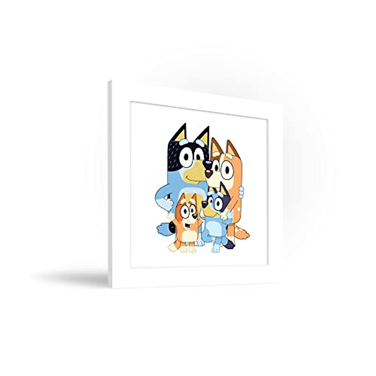 Trends International Gallery Pops Bluey - Dad, Mum, Bluey and Bingo Wall Art, White Framed Version, 12'' x 12''