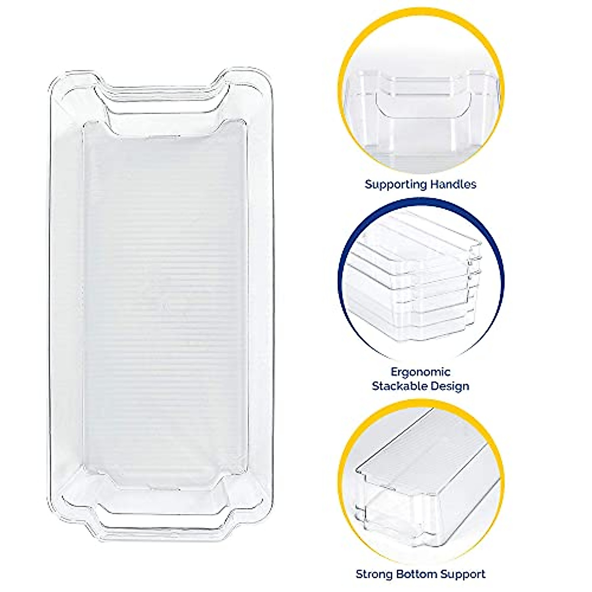 Utopia Home Value Pack of 6 Pc (5 Drawers, 1 Egg Holding Tray) and 8 Pc Pantry Organizers (4 Large, 4 Small Drawers)- Plastic Organizers for Freezers