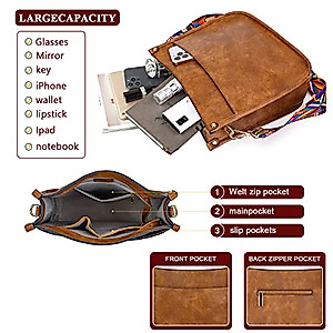 HKCLUF Crossbody Bag Women Wallet Set Vegan Leather Hobo Purse With 2PCS Adjustable Guitar Leopard Strap Crossbody Handbag(Brown)