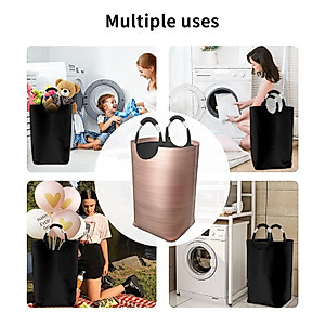 Large Laundry Hamper Bag, Collapsible Laundry Basket Elegant Rose Gold Metallic Dirty Clothes Storage Washing Bin for Bathroom, Dorm Essentials