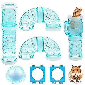 Hamster Tubes Set, FULANDL Transparent Hamster Cage Adventure External Pipe, Creative DIY Assorted Connection Tunnel Track Hamster Toys to Expand Space for Small Animals Like Hamster, Mouse-2.16In
