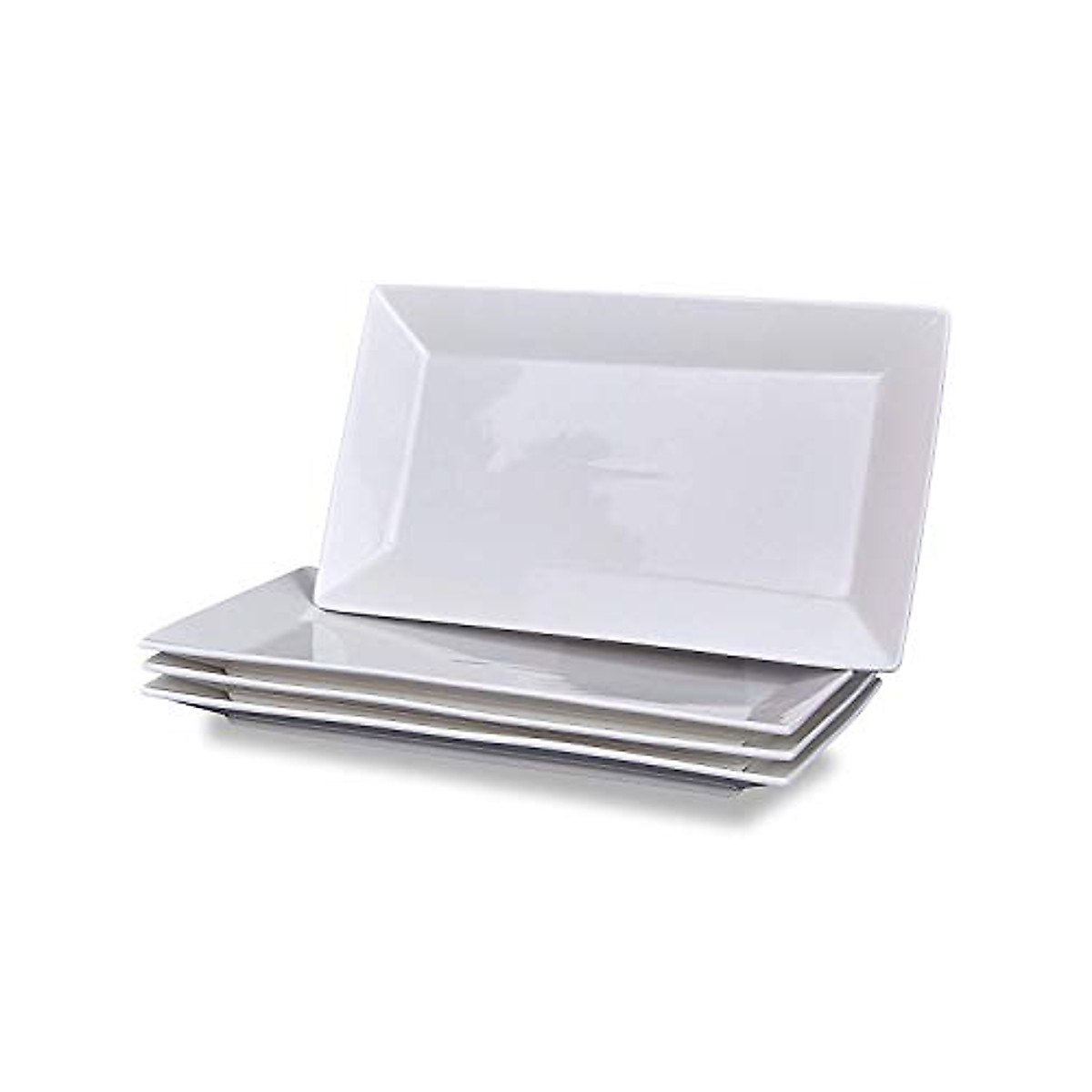 Klikel 4 Serving Platters - Classic White Plate - Serving Trays For Parties - Microwave And Dishwasher Safe - 6.5 X 14 Inch