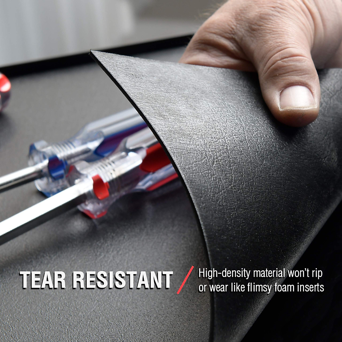 ToolTex Heavy-Duty No-Slip Tool Box Liner & Garage Drawer Liner - Black 24" x 20', Anti-Crinkle Mat Protects Drawers & Keeps Tools in Place,10BKS-080-24C20