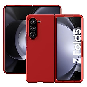 Cresee Case for Samsung Galaxy Z Fold 5 (2023) with Cover Screen Protector, Thin Hard PC Phone Case for Galaxy Z Fold5 - Red