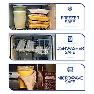 Healthy Packers Extra Thick Food Storage Containers with Lids (16oz - 24 Pack) - Great for Slime - Deli Pint Cups - Soup Containers | Microwave, Dishwasher and Freezer Safe