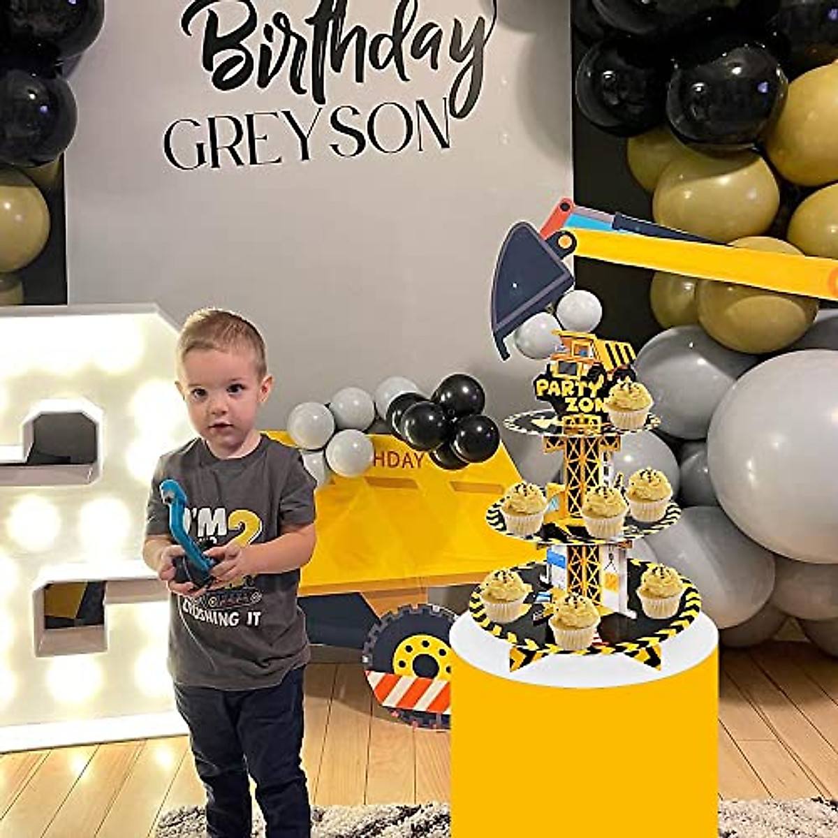 3 Tier Construction Birthday Cupcake Stand Construction Birthday Party Supplies for Construction Baby Shower Dump Truck Party Decorations