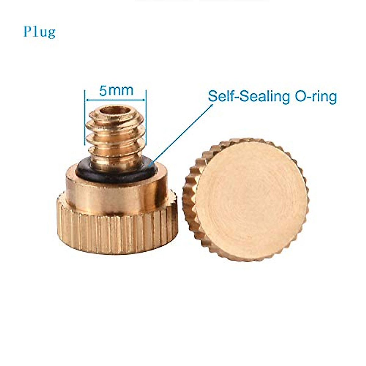 Bluecell 10pcs 0.3MM Orifice 10/24 Screw Thread Brass Cold Misting Nozzle & 10pcs Misting Brass Plug for Outdoor Cooling System Green House Irrigating System