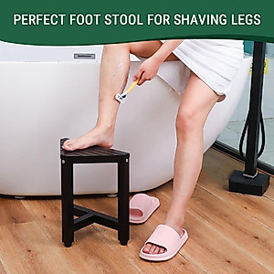 TYYIHUA 13.2" Shower Stool for Shaving Legs, Shower Foot Rest, Shower Stool for Inside Shower Waterproof, Small Corner Stool for Small Space, Small Shower Bench for Bathroom, Black