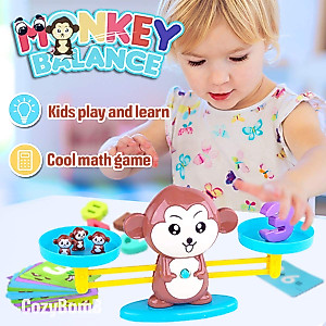 CozyBomB™ Monkey Balance Counting Toys Cool Math Games - STEM Preschool Educational Toys for 3 4 5 Year olds Cool Math Educational Kindergarten - Number Toddler Learning Games for Boys and Girls