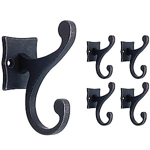 Franklin Brass Double Scroll Hook Assembly Wall Hooks 5-Pack, Gunmetal, FBSCRH5-TDG-C