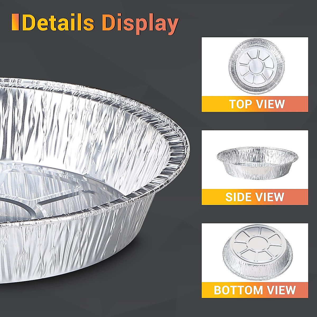 Suice 8 Inch Round Aluminum Foil Pan, 50pcs Deep Disposable Foil Container Pie Tin Round Aluminum Foil Baking Pan Disposable Cake Pan for Oven Baking, Cooking, Storing, Serving, Packing, Food Prep