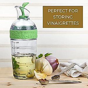 Salad Dressing Shaker For Mixing Ranch And Sauce, One Hand, Leak Proof, Spout Lid for Pouring And Measurement Marks With Good Grip Rubber, Italian Dressing Shaker, And Oil And Vinegar Dispenser - 12oz