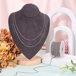 Pandahall 82 Feet/25M Soldered 304 Stainless Steel Curb Chains 4x3x0.6mm Stainless Steel Color Plated for Jewelry Making