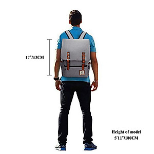 Junlion Vintage Laptop Backpack Gift for Women Men, School College Slim Backpack Fits 15.6 inch MacBook Gray