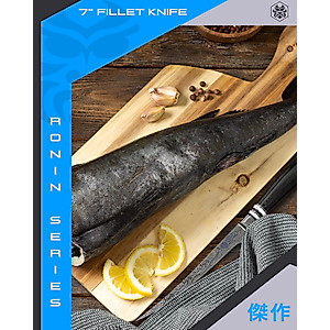 KESSAKU Fillet Knife - 7 inch - Ronin Series - Flexible - Razor Sharp - Forged 7Cr17MoV High Carbon Stainless Steel - Boning, Trimming, Skinning - Wood Handle with Blade Guard