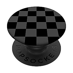 Checkered black and grey design checker print for Women men PopSockets Swappable PopGrip