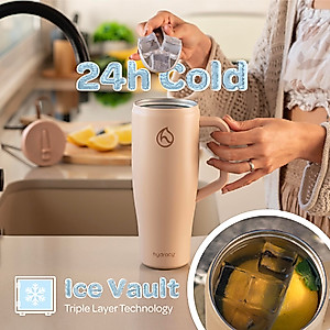 Hydracy Soulmate 40oz Tumbler with Handle and Flip Straw - 100% Leakproof Reusable Insulated Cup with Stainless Steel Straw - Cupholder Friendly Rubber Base Travel Mug - Gifts for Women & Men