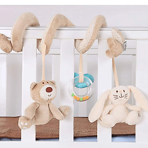 Musical Activity Spiral Car Seat Toys – Elegant Plush Toy for Cot Pram Crib Stroller with Hanging Rattles Soft Interactive Toy for Infants for Boys and Girls 1 Month +