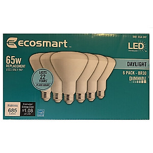 EcoSmart 65W Equivalent Day Light BR30 Dimmable LED Light Bulb (6-Pack)